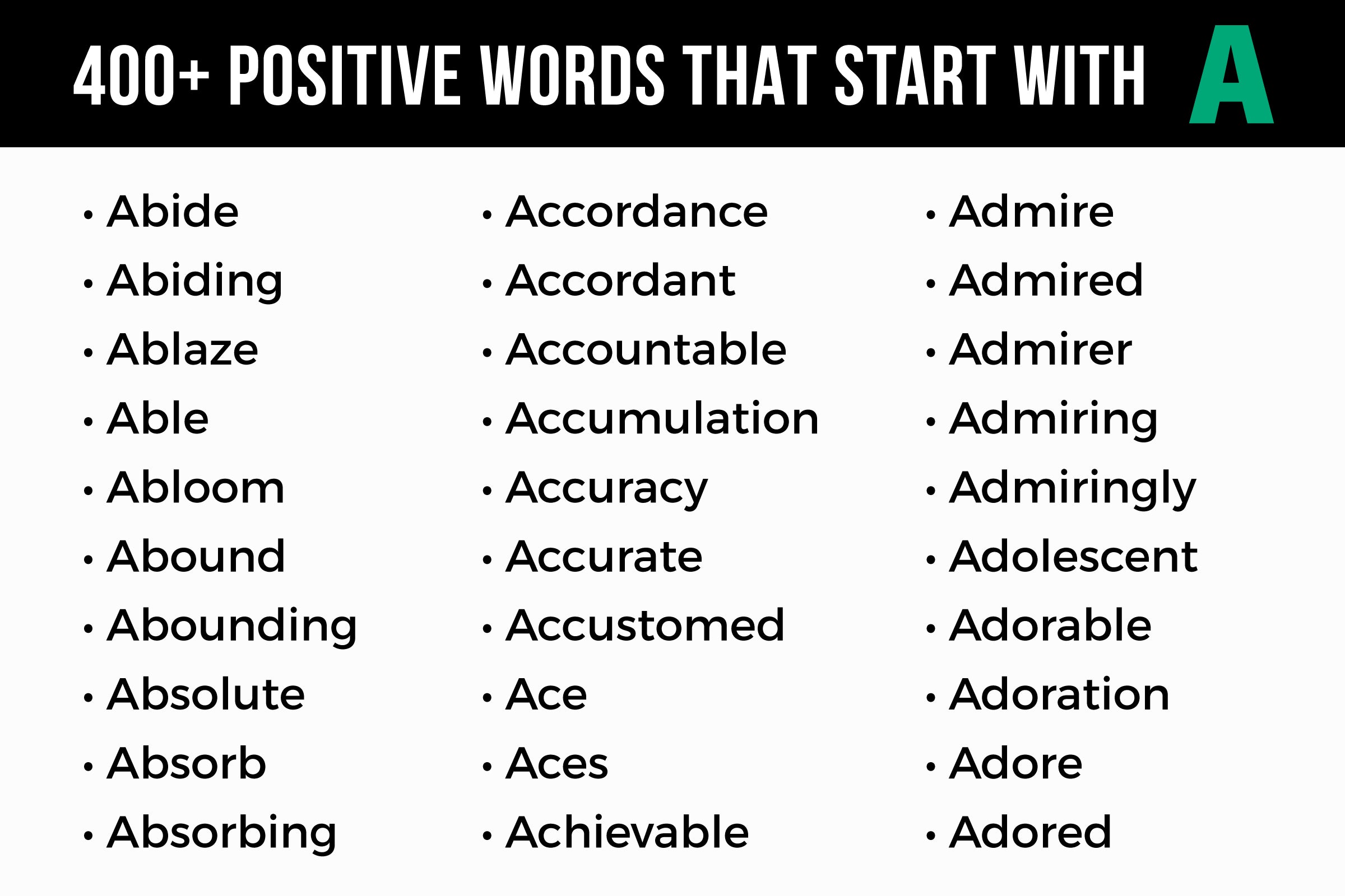 400 Positive Words That Start With A Nice Kind And Describing 400 Positive Words That Start With A Nice Kind And Describing