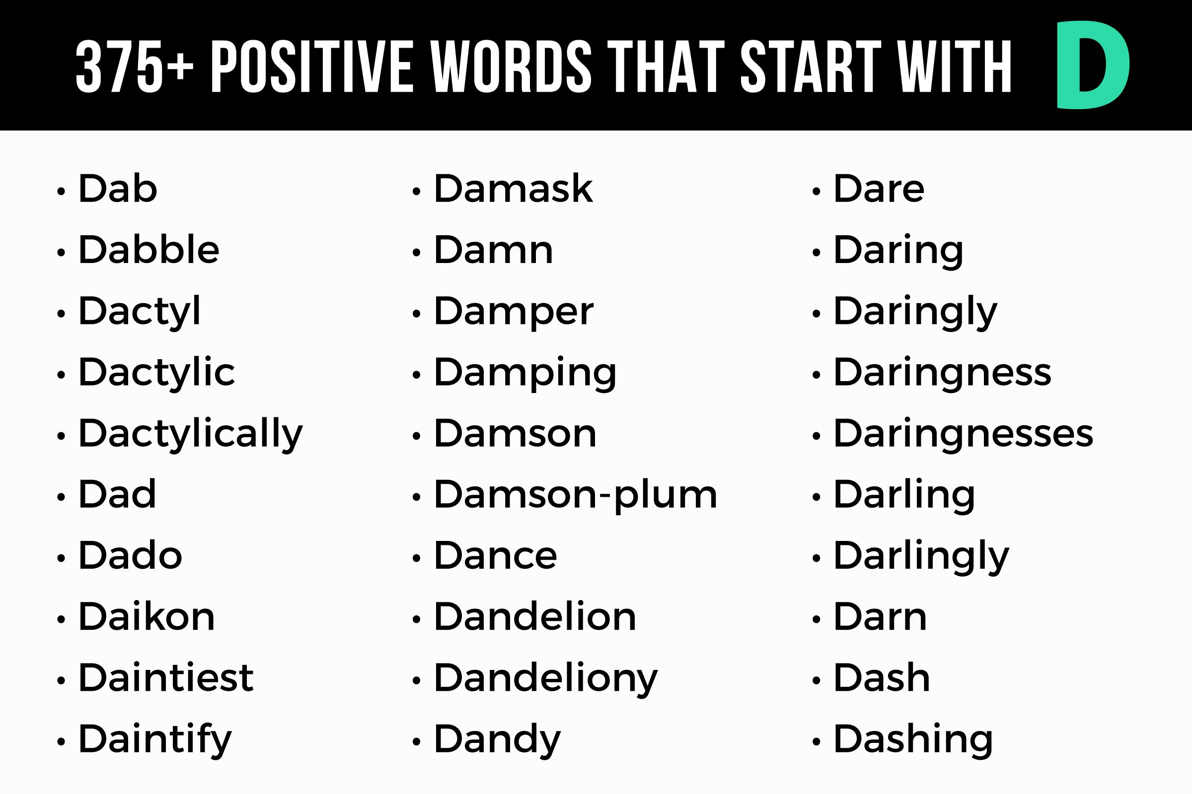 375 Dazzling Positive Words That Start With D To Elevate Your Vocabul 375 Dazzling Positive Words That Start With D To Elevate Your Vocabul