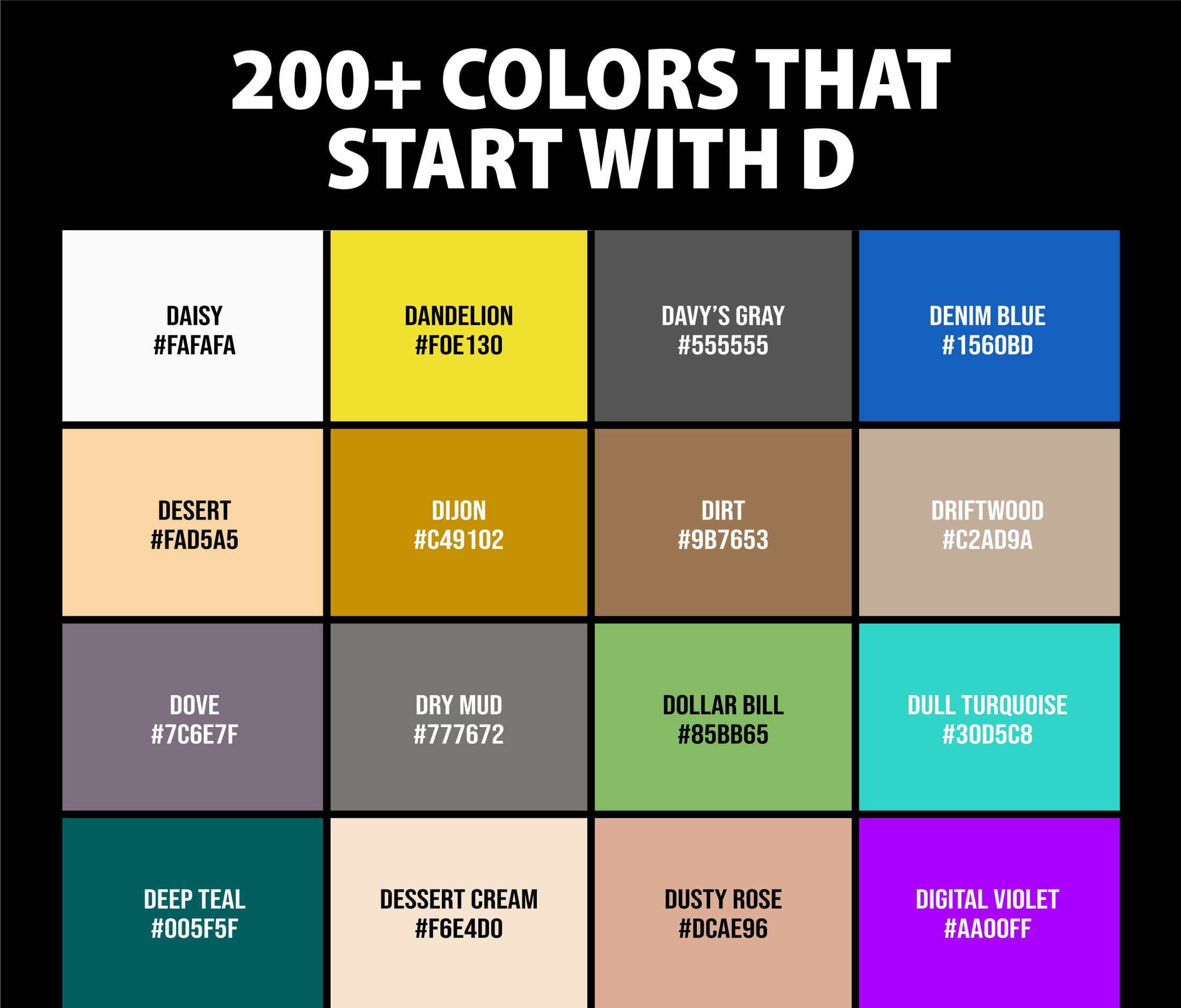 200+ Colors that Start with D (Names and Color Codes) – CreativeBooster