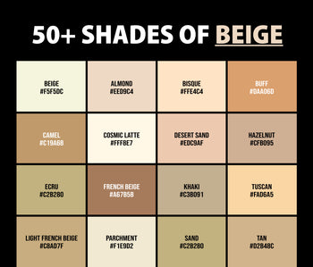50+ Shades of Beige Color (Names, HEX, RGB & CMYK Codes) – CreativeBooster