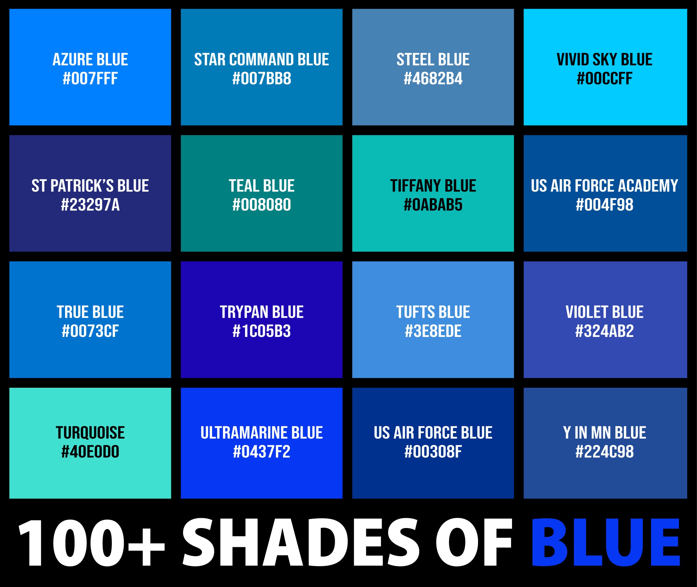 100 Shades Of Blue Color Names HEX RGB CMYK Codes CreativeBooster 100 Shades Of Blue Color Names HEX RGB CMYK Codes CreativeBooster