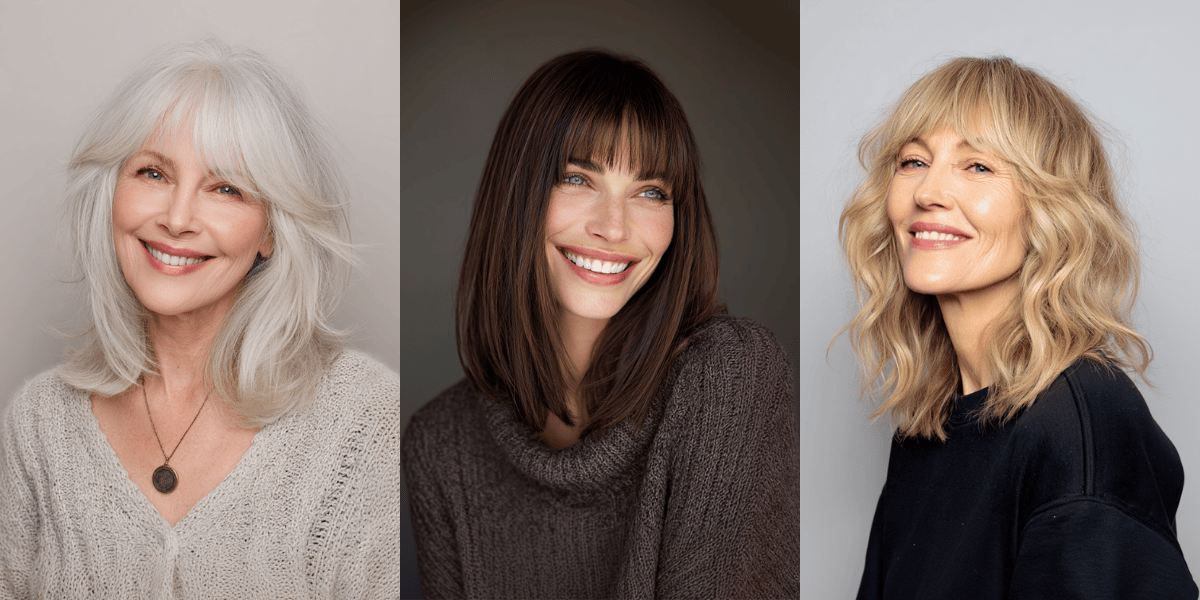 25+ Stunning Medium Length Haircuts with Bangs for Women Over 50 2025 – CreativeBooster