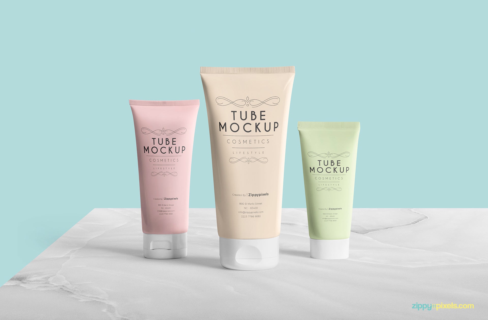 Free Tube Mockup PSD Scene With 3 Customizable Tubes – CreativeBooster