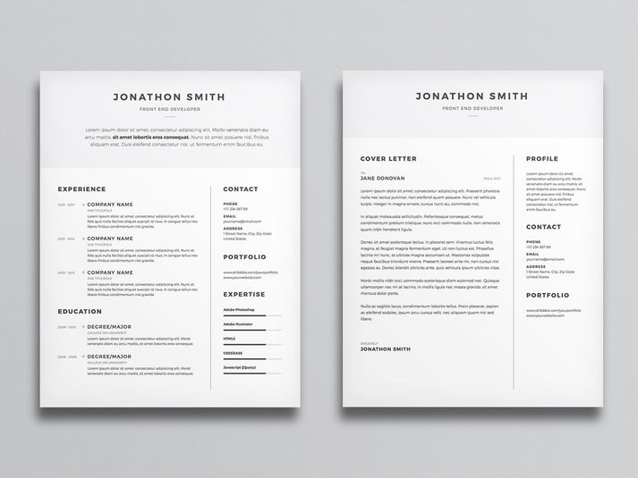 Free Clean and Minimal Resume CV Template with Cover Letter in Photosh ...
