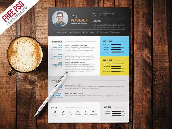 Free Resume Templates in Photoshop (PSD) Format – CreativeBooster