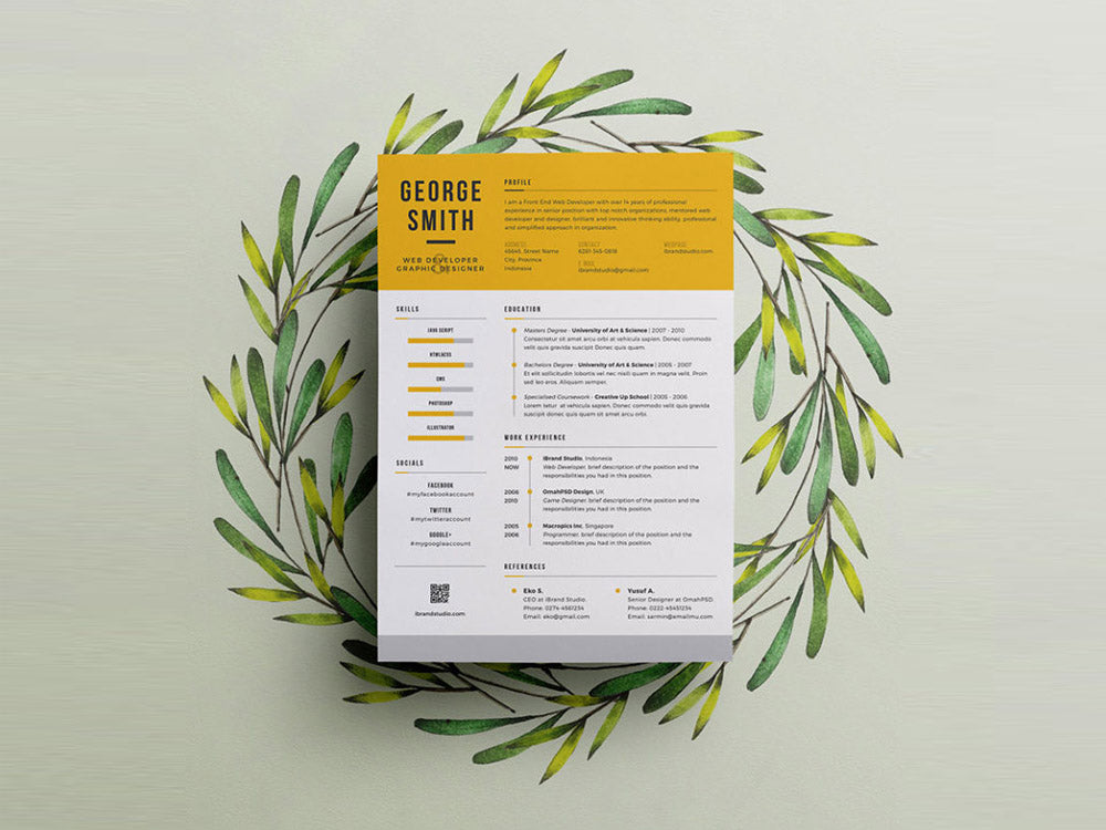 Free Cool and Minimal Two Column Text Resume CV Template in Photoshop ...