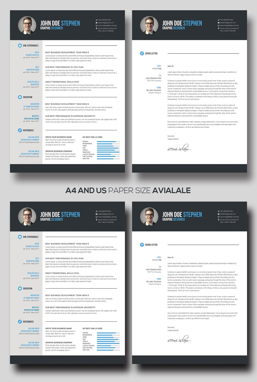Free Microsoft Word Resume and CV Template for Photoshop (PSD) and Ill ...