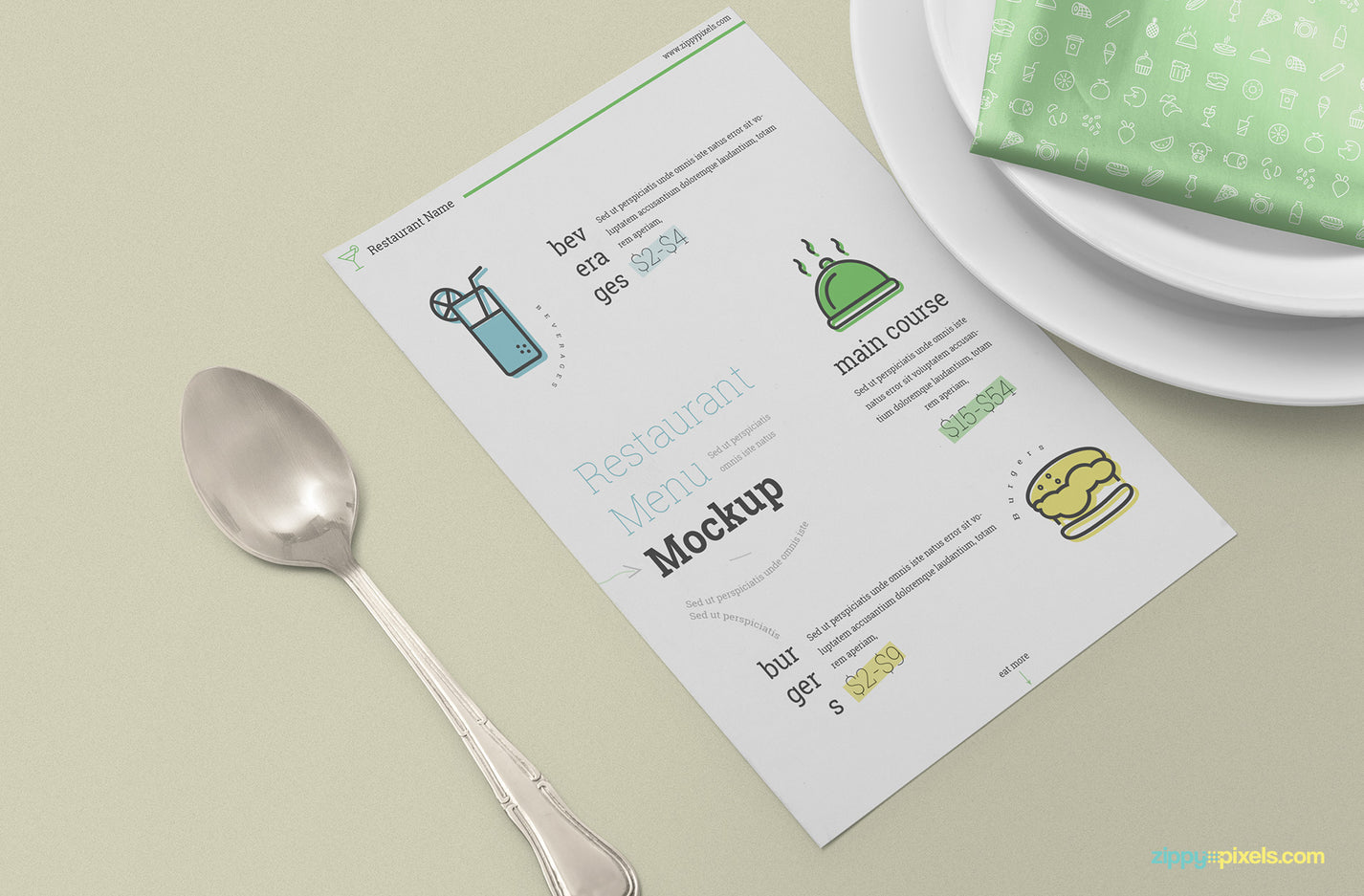 Free Restaurant Menu Card Mockup – CreativeBooster