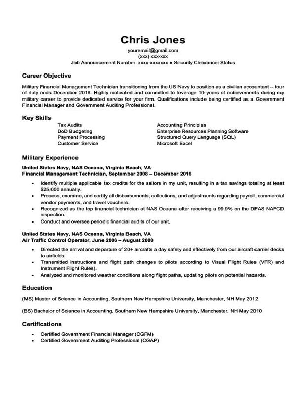 Free The Military-to-Civilian Resume Templates in Microsoft Word Forma ...
