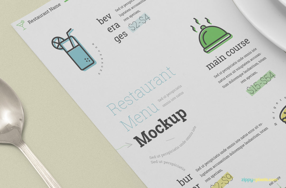 Free Restaurant Menu Card Mockup – CreativeBooster