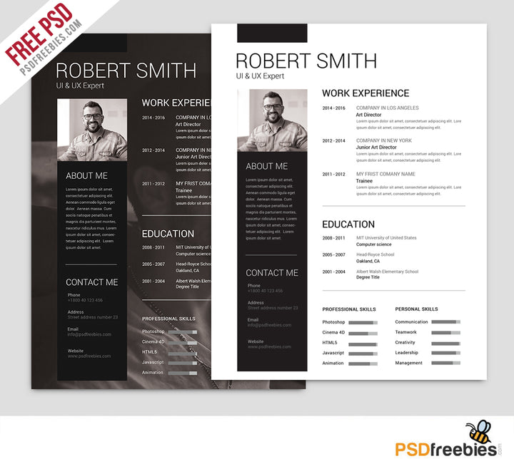 Free Resume Templates in Photoshop (PSD) Format – CreativeBooster