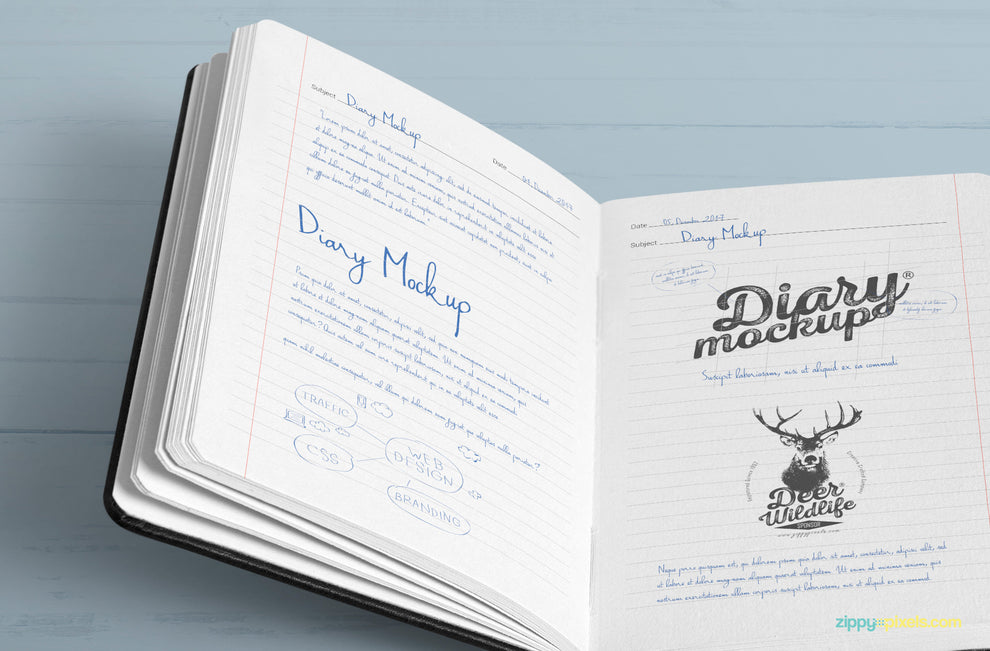 Free Open Diary Mockup – CreativeBooster