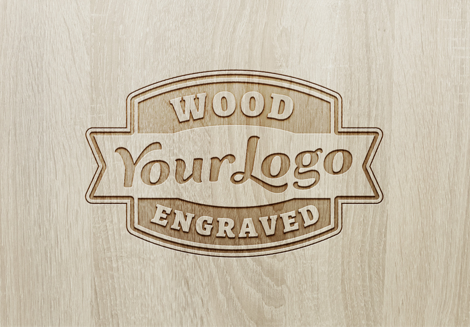 Free Authentic Wood Engraved Logo MockUp – CreativeBooster