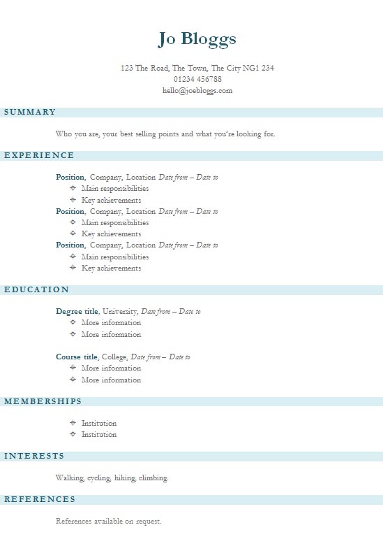 Free Blue Stripes Resume CV Template in Microsoft Word (DOCX) Format ...