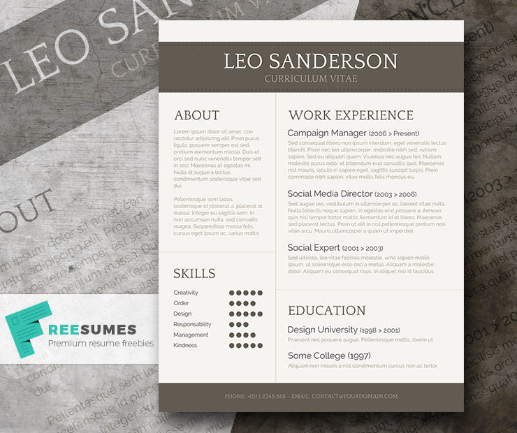 Free Professional Conservative CV Resume Template in Microsoft Word (D ...