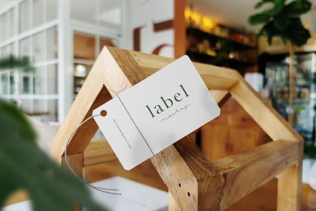 Free Clean Minimal Label Mockup Floating On Wooden Structure With Leav ...