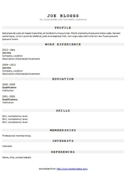 Free Minimal Text Only CV Resume Template in Microsoft Word (DOCX) For ...