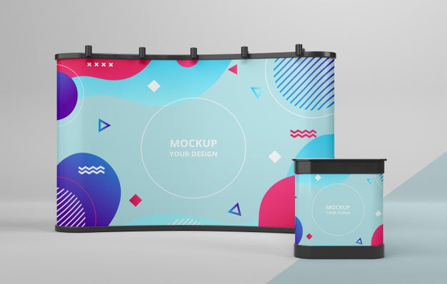 Free Exhibition Stand Mock-Up Composition Psd – CreativeBooster