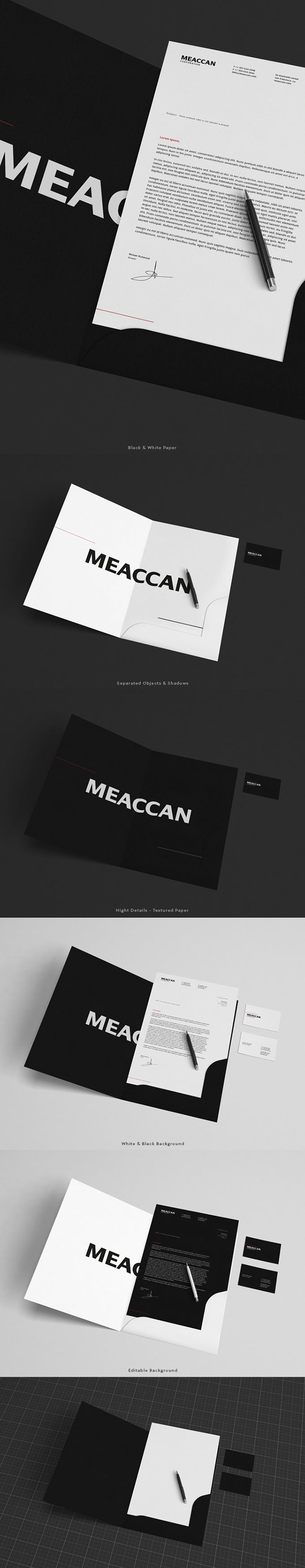 Free Black and White Stationery Mockup – CreativeBooster