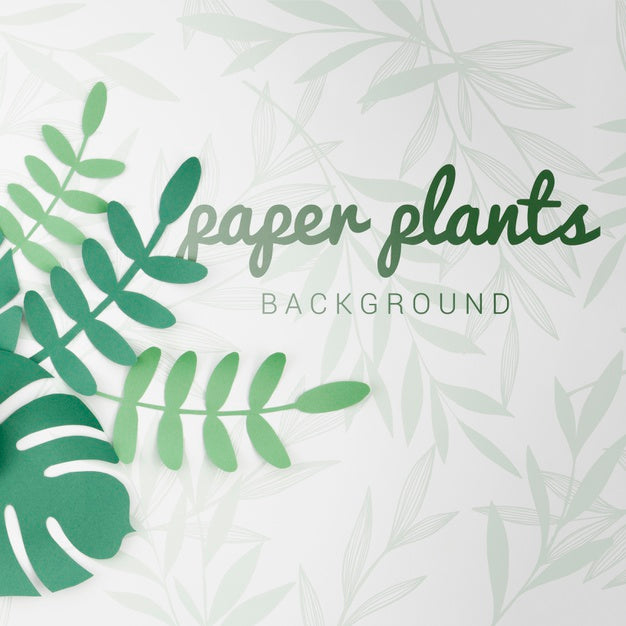 Free Gradient Green Tones Paper Plants Background With Shadows Psd ...