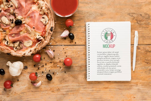 Free Italian Food Notebook Mock-Up Psd – CreativeBooster