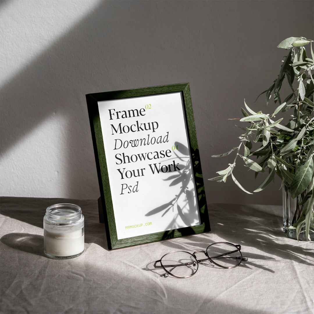 Free Mini Wood Frame Mockup – CreativeBooster