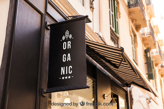 Free Black Tall Vertical Business Logo Sign Mockup – CreativeBooster