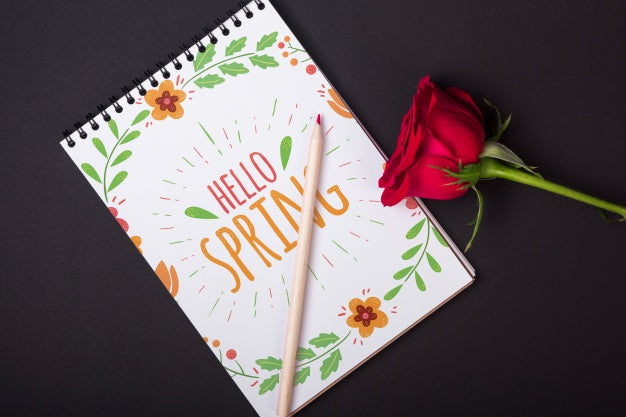 Free Notepad Template For Spring With Flowers Psd – CreativeBooster