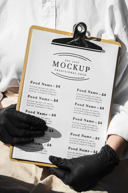 Free Restaurant Menu Mock-Up On Clipboard Psd – CreativeBooster
