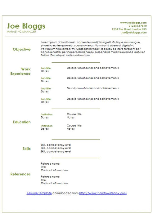 Free Sage Green Text Only CV Resume Template in Microsoft Word (DOCX ...