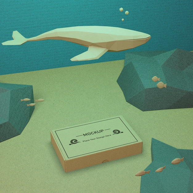 Free Sea Life And Cardboard Box Underwater With Mock-Up Psd ...