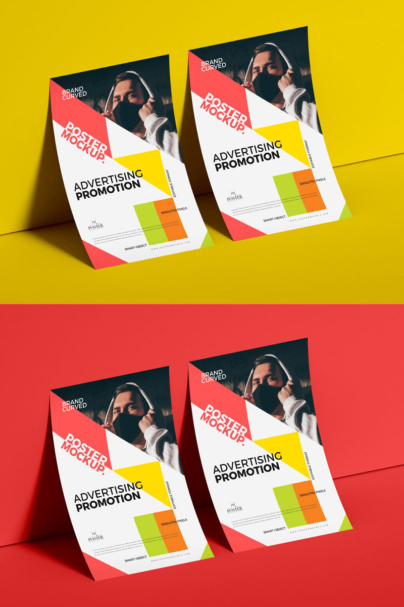 Free Standing Curved Poster Mockup – CreativeBooster