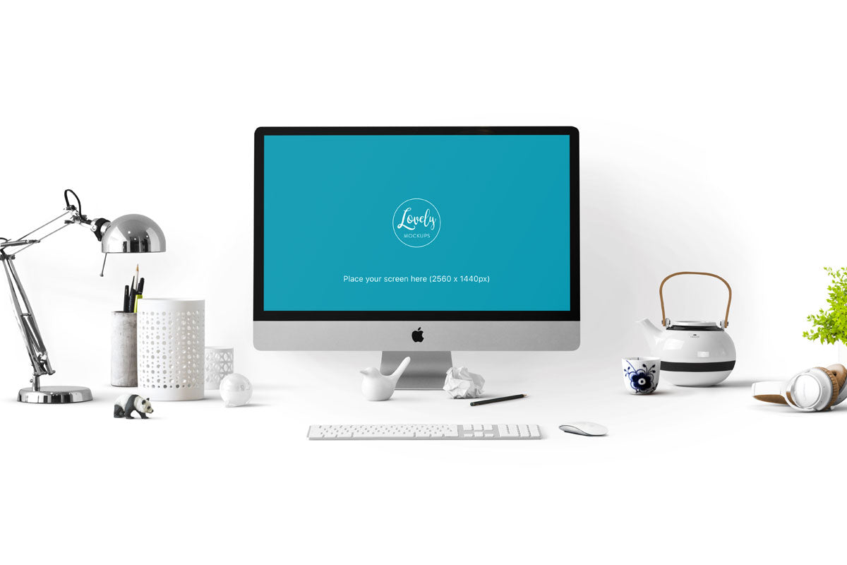 Free Stylish Workspace with Apple iMac Mockup – CreativeBooster