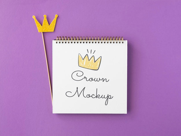 Free Top View Crown Mock-Up On Violet Background Psd – CreativeBooster