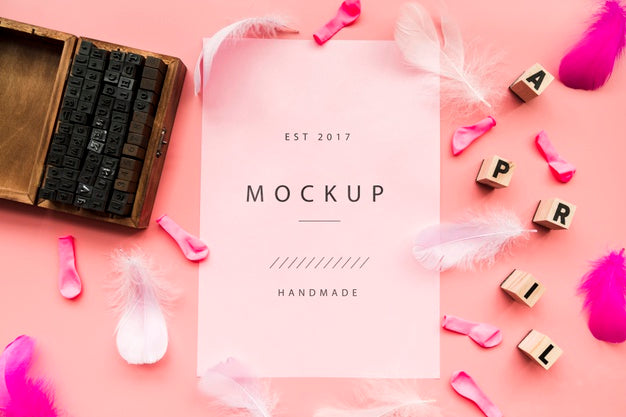 Free Top View Of Handmade Concept Mock-Up Psd – CreativeBooster