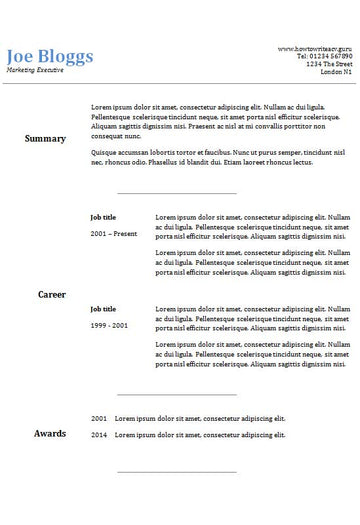 Free Curriculum Vitae Templates – CreativeBooster