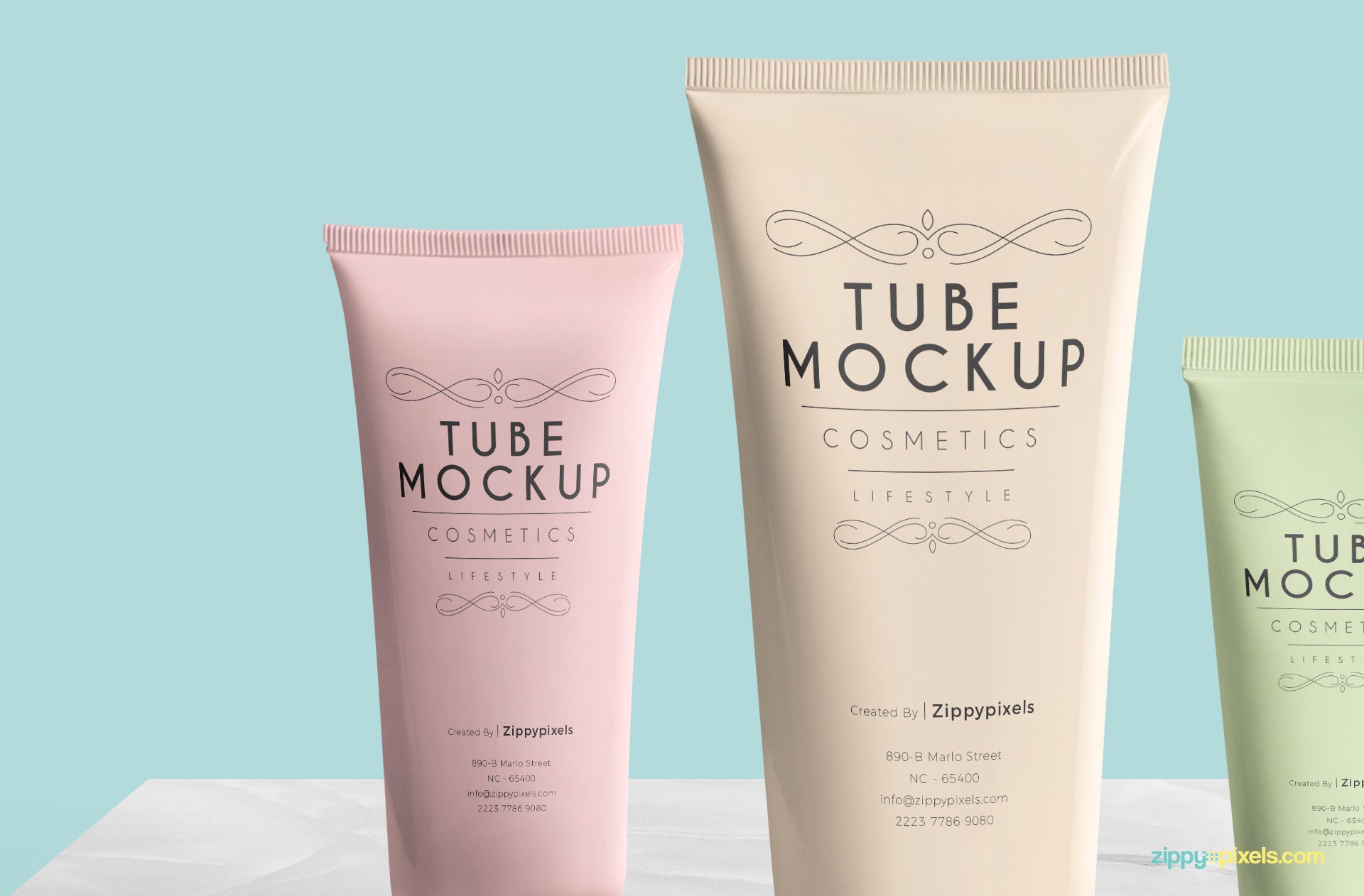 Free Tube Mockup PSD Scene With 3 Customizable Tubes – CreativeBooster